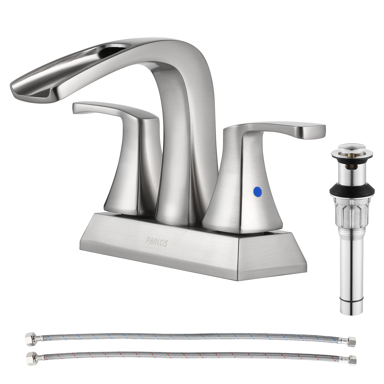 PARLOS 2 Handles Waterfall Bathroom Faucet with Pop-up Drain and Fauce